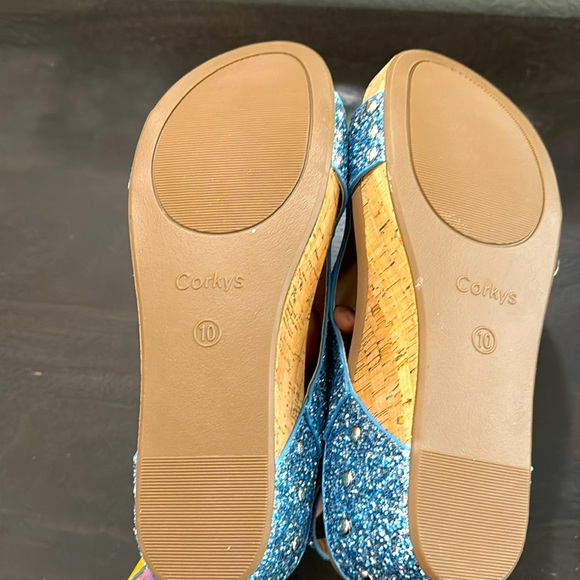 Corkys | Shoes | Corkys Carley Light Blue Chunky Glitter Wedge | Poshmark